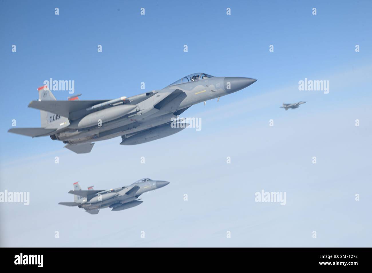 Three f 15c eagle aircraft assigned to the 67th fighter squadron hi-res ...