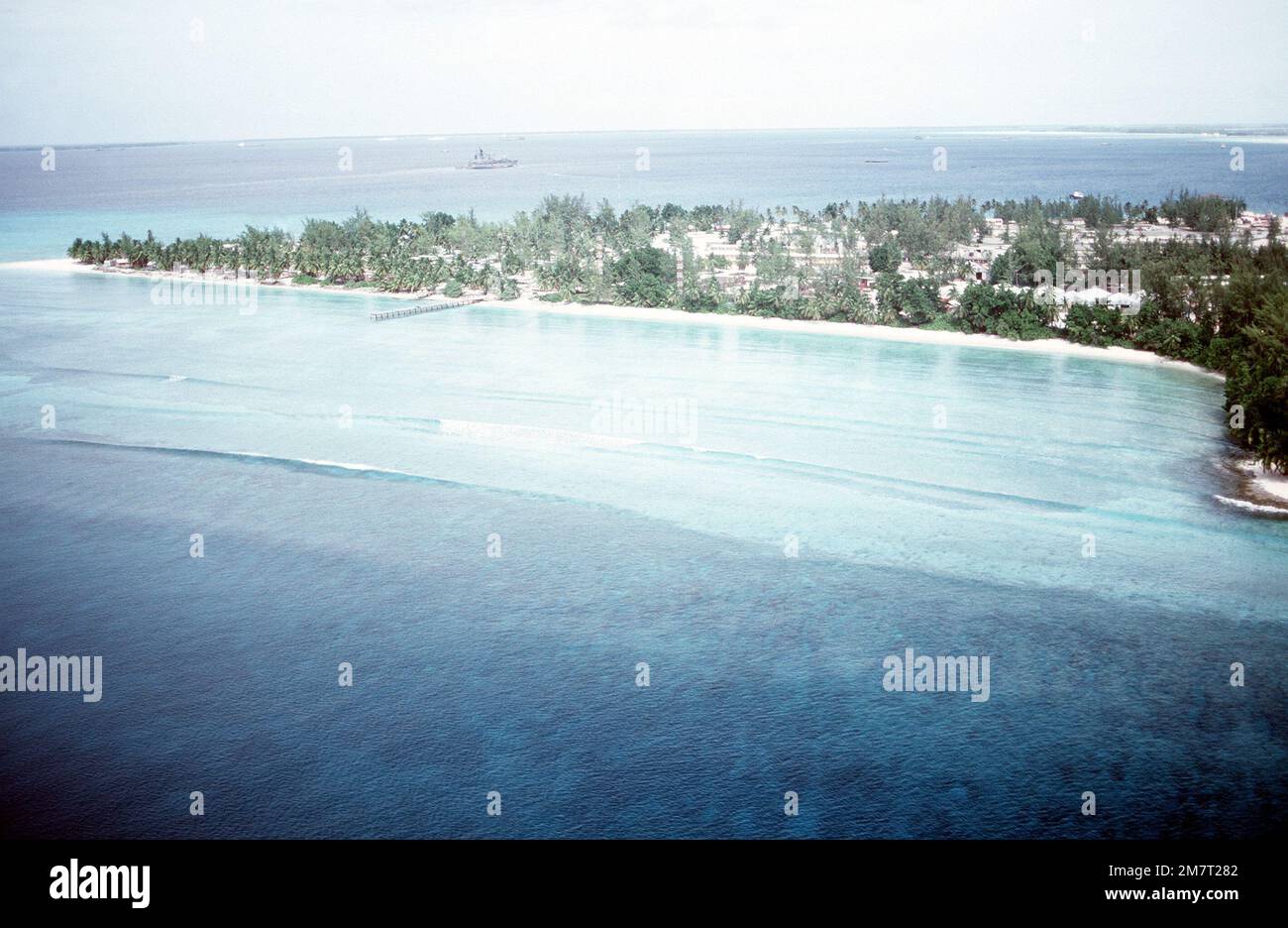 An aerial view of the shoreline. Base: Nav Sup Activity, Diego Garcia ...