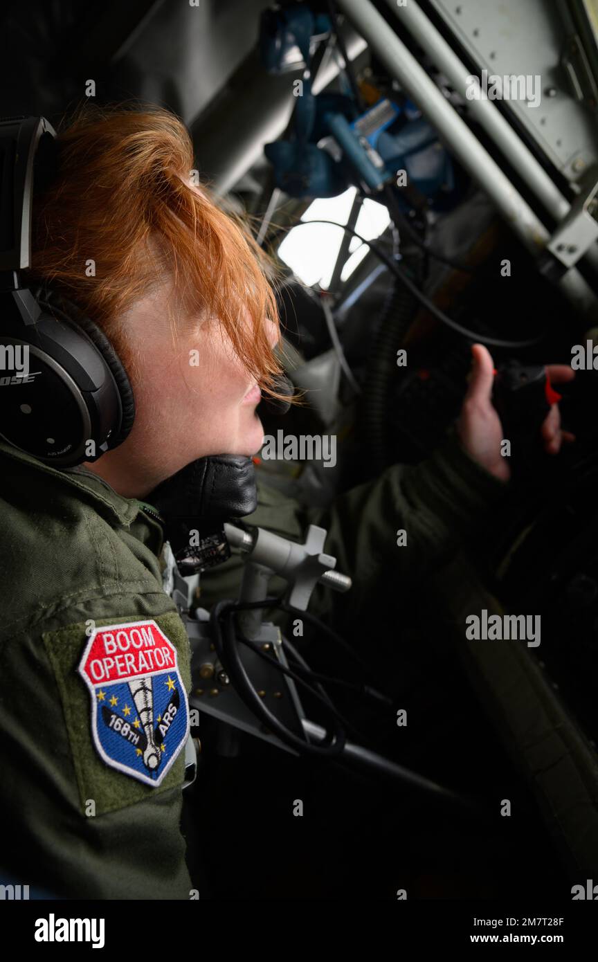 U.S. Air Force Staff Sgt. Corina Thrasher, a 168th Air Refueling ...
