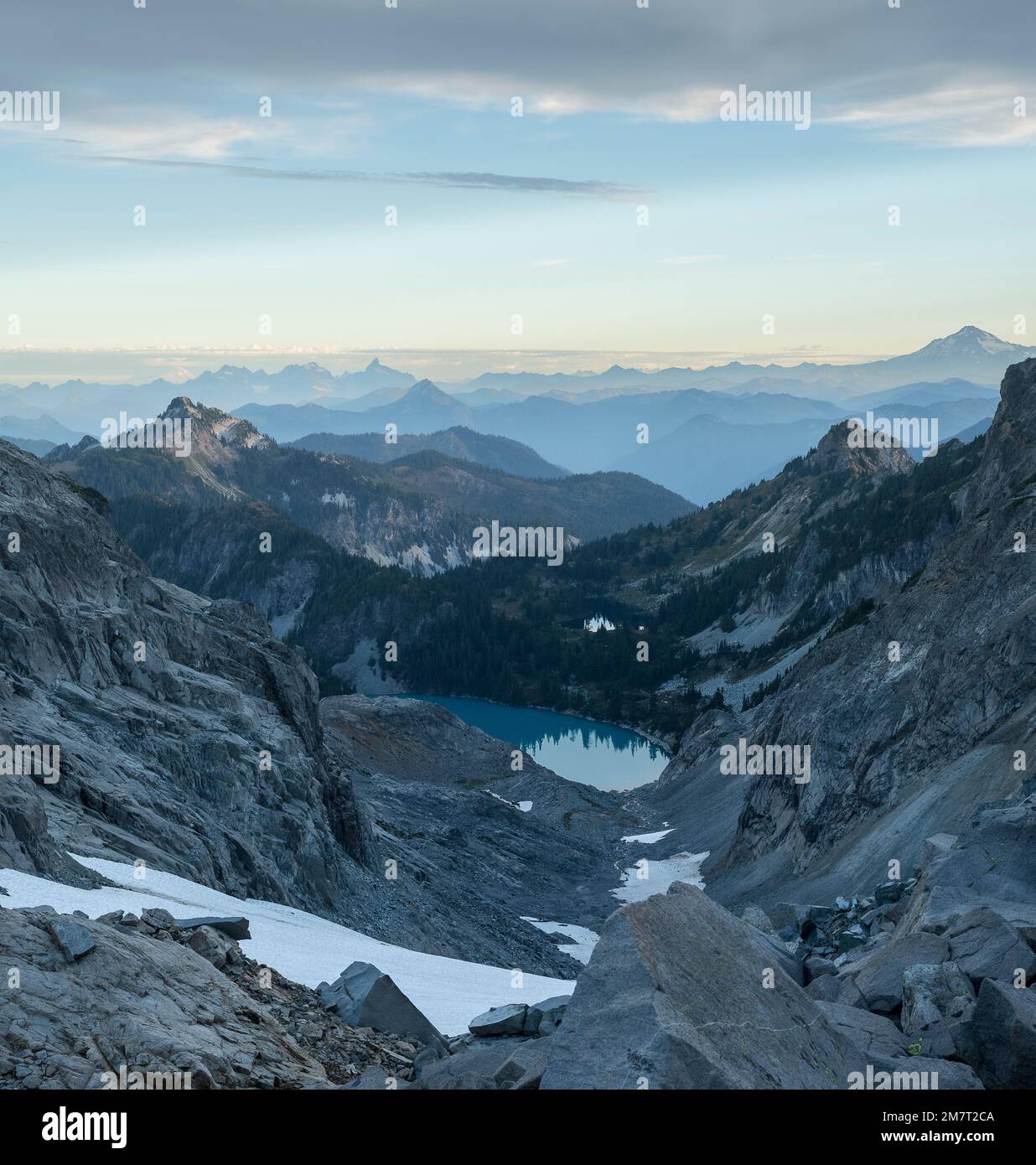 Looking back at Glacier Peak and Jade Lake from Dip Top Gap in ...