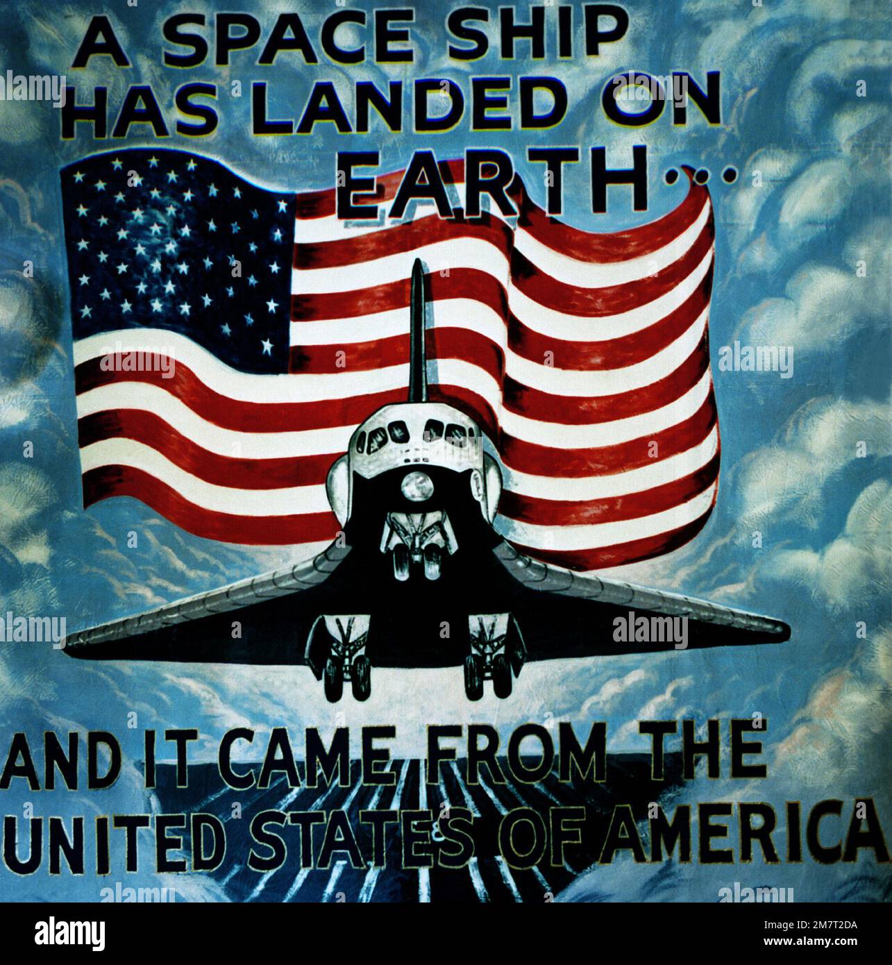 A painting of the space shuttle on display for the Air Force ...