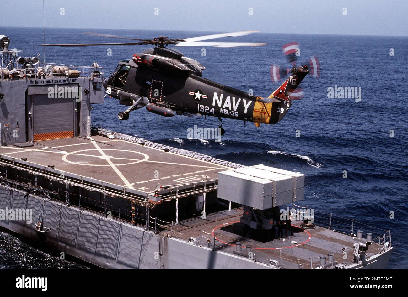 A left rear view of an SH-2F Seasprite helicopter from Light Helicopter ...