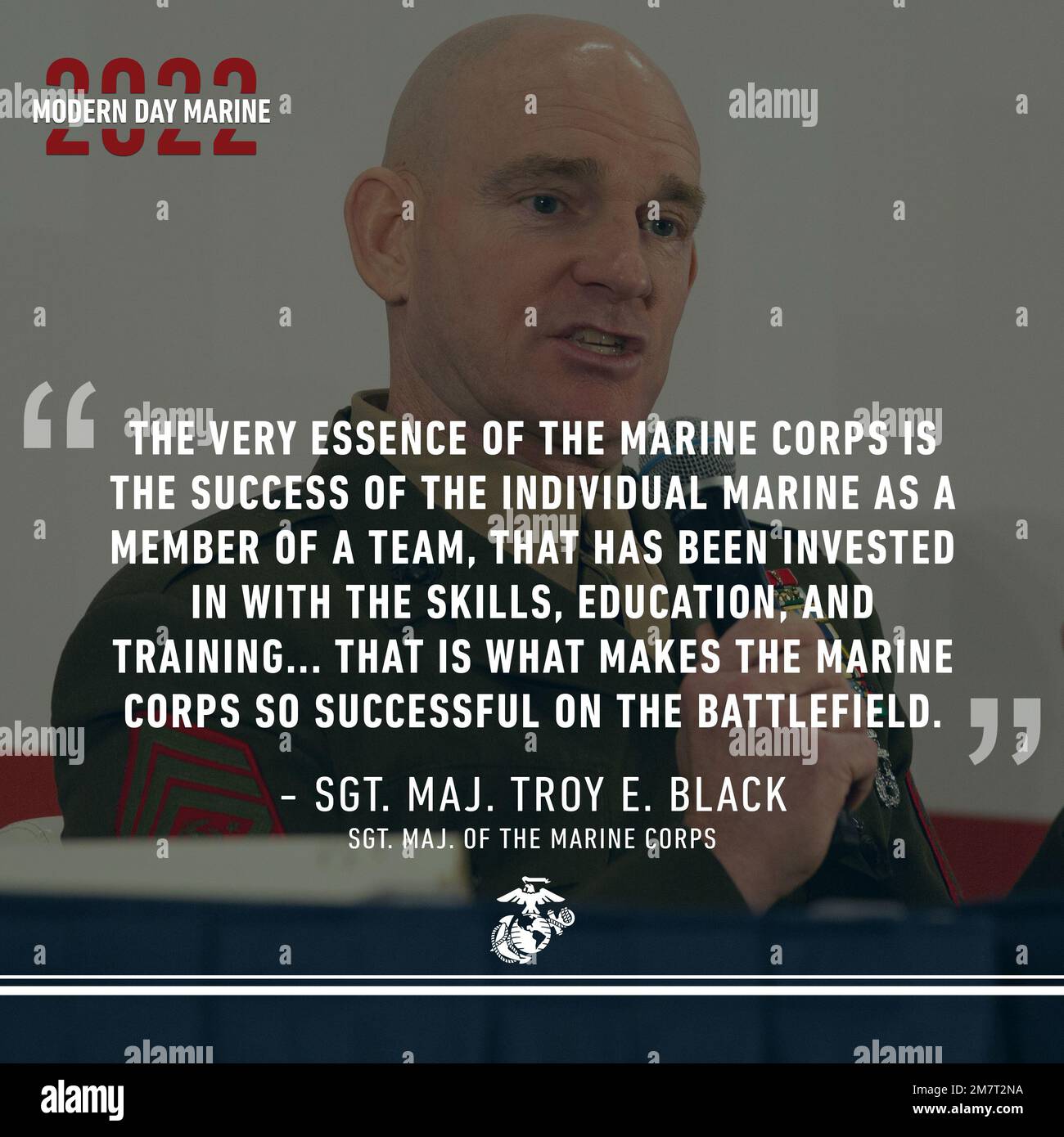 Sergeant Major of the Marine Corps, Sgt. Maj. Troy E. Black, gives a ...