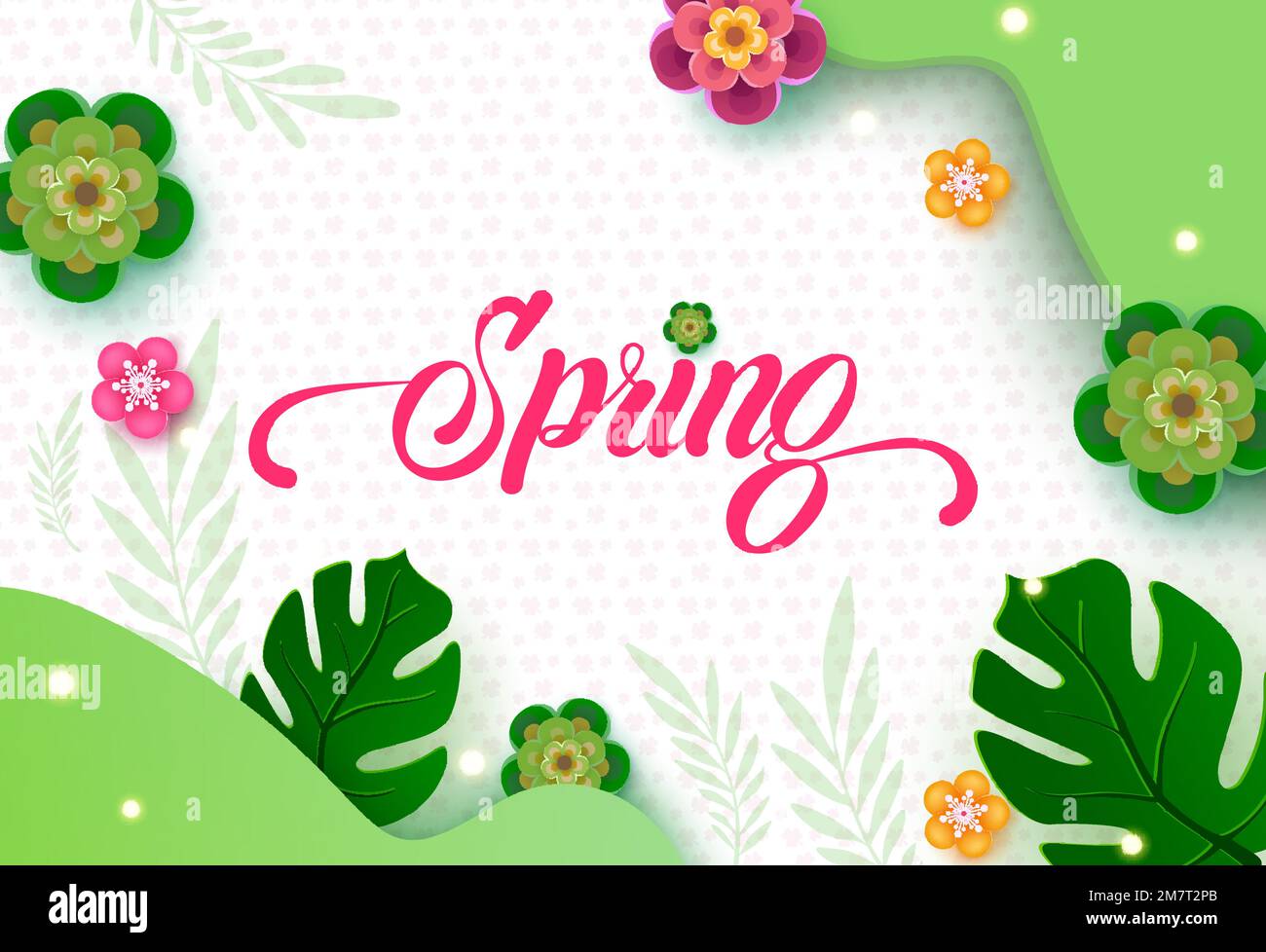 Spring greeting vector background design. Spring text with water color ...