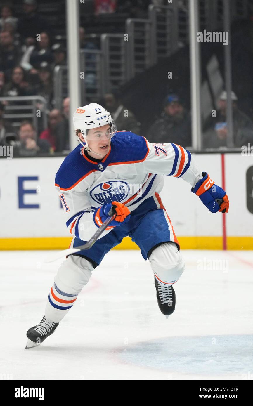 Edmonton Oilers' Ryan McLeod (71) skates during the first period of an ...