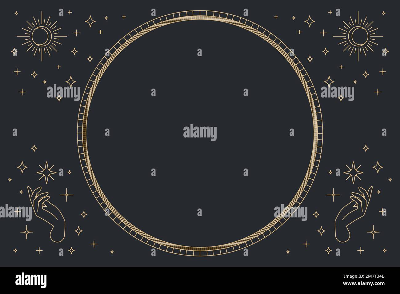 Two open hands vector round frame linear style on black background Stock Vector Image & Art - Alamy