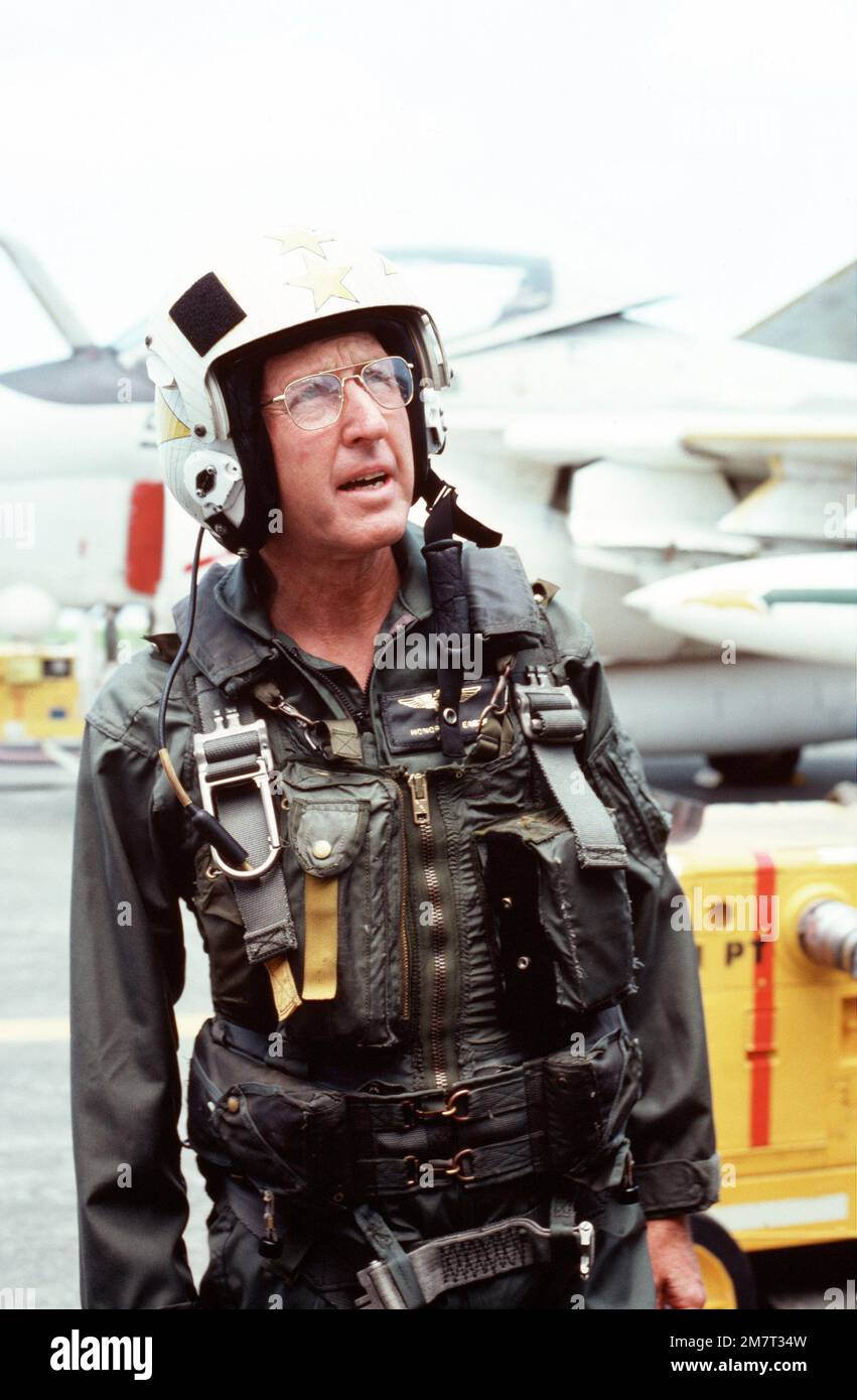 Admiral Thomas B. Hayward, CHIEF of Naval Operations, in flight gear ...
