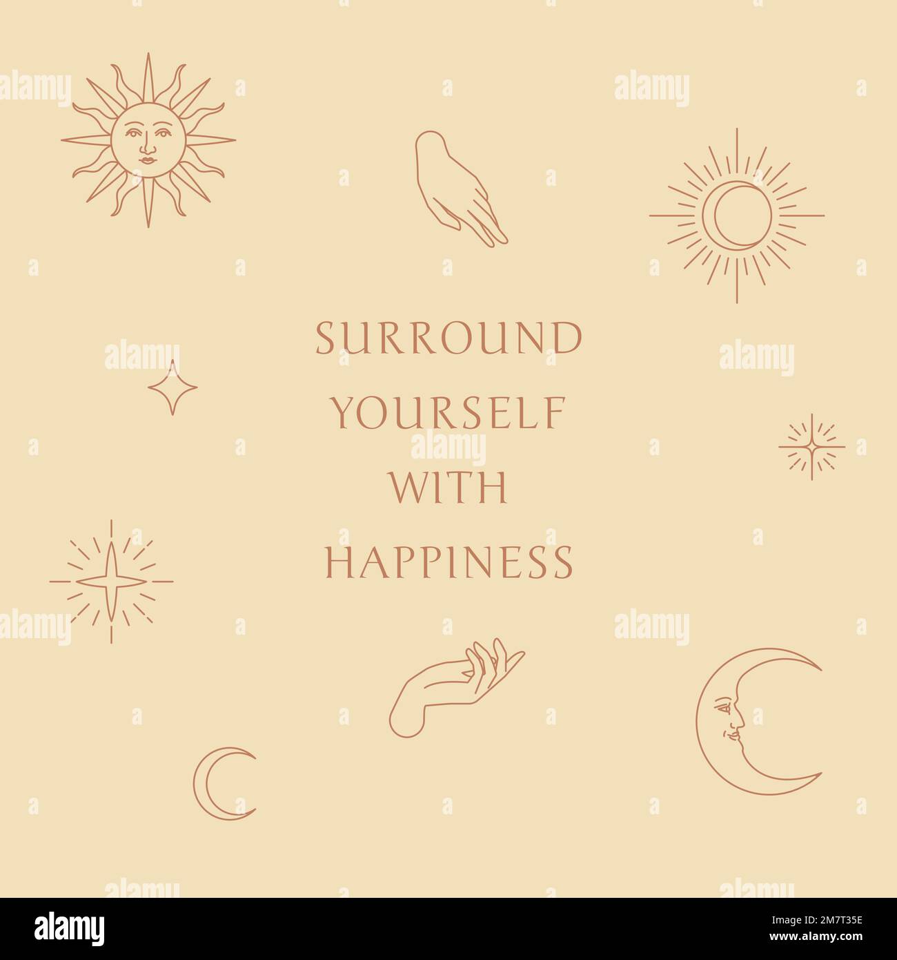 Encouraging quote vector with aesthetic celestial symbols template ...