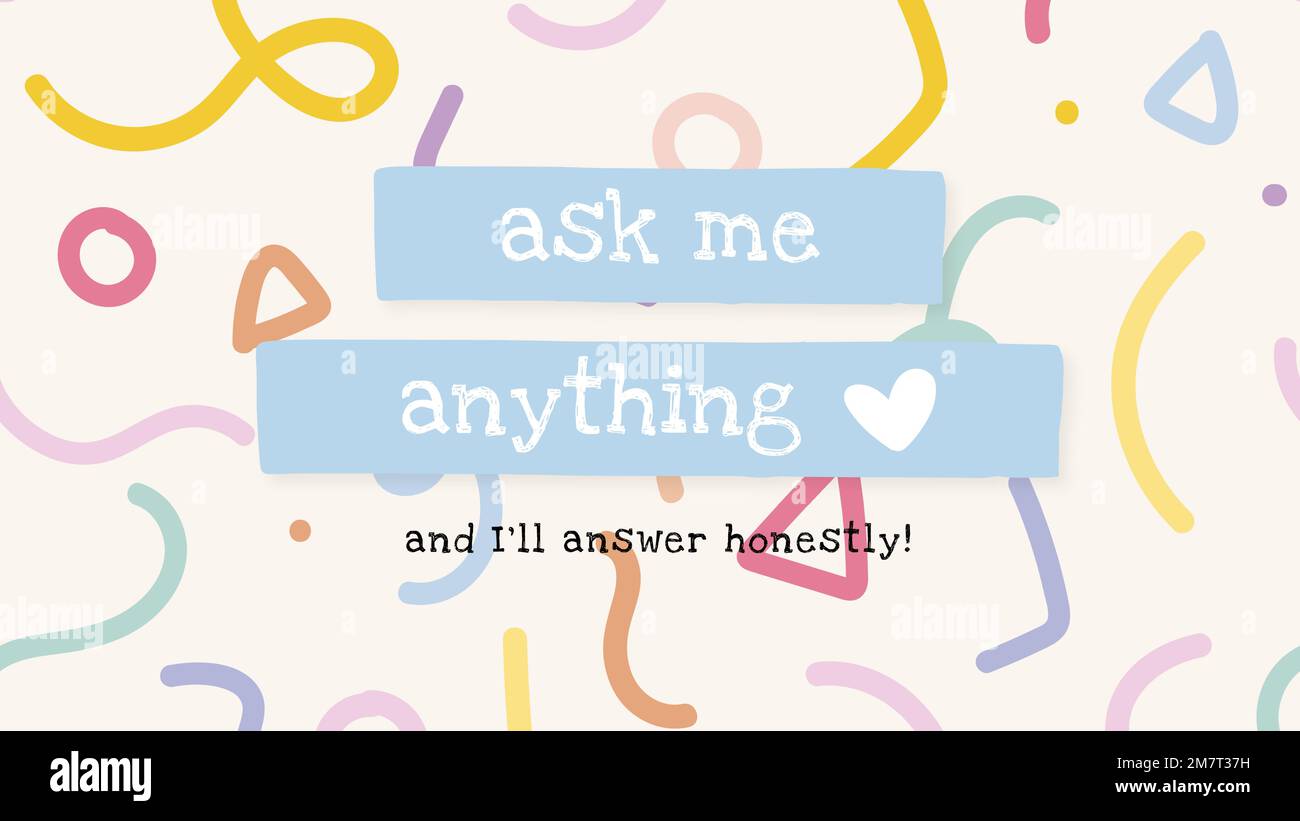 Cute banner template vector in memphis style with ask me anything Stock ...