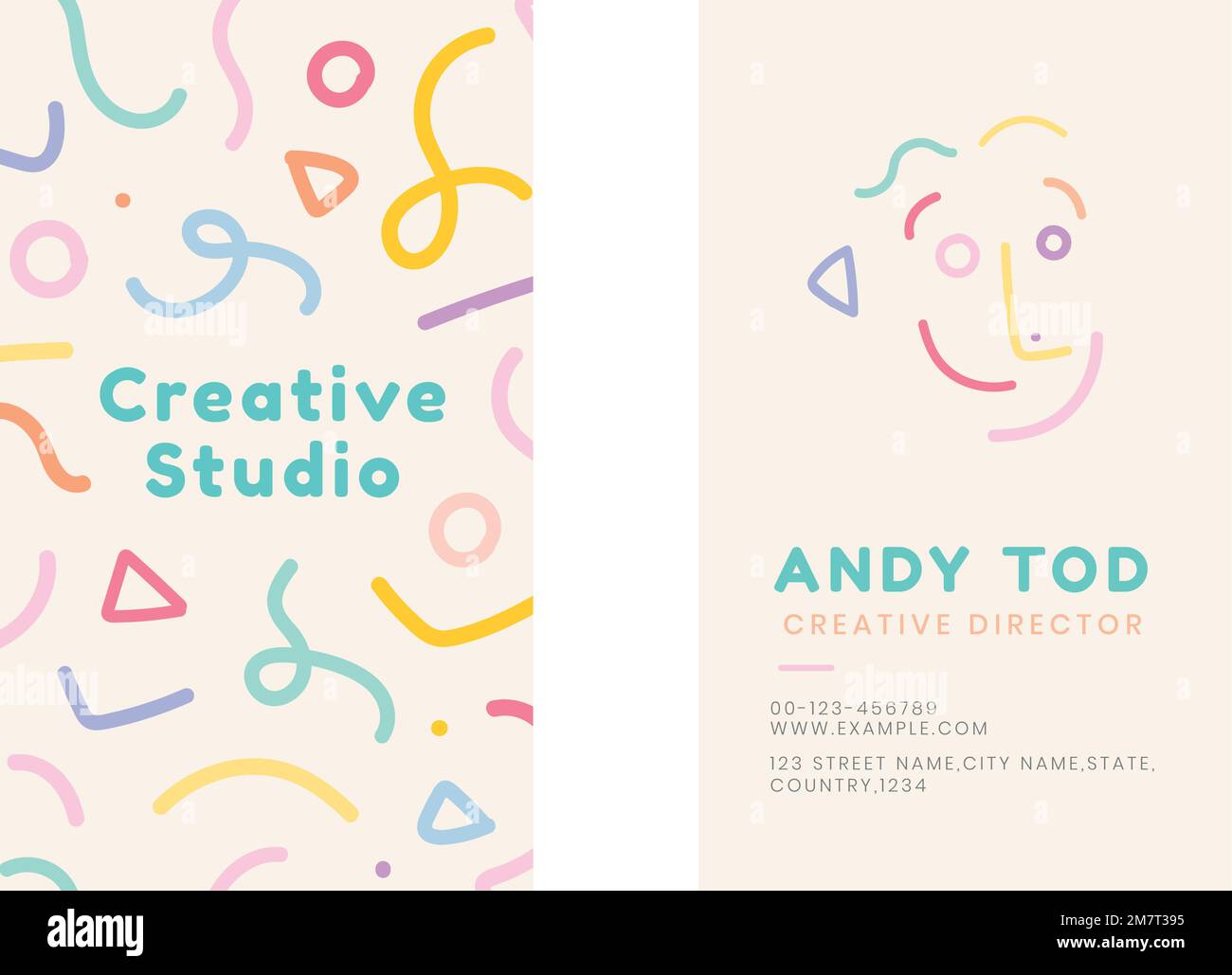 Editable name card template vector in memphis style pattern Stock ...