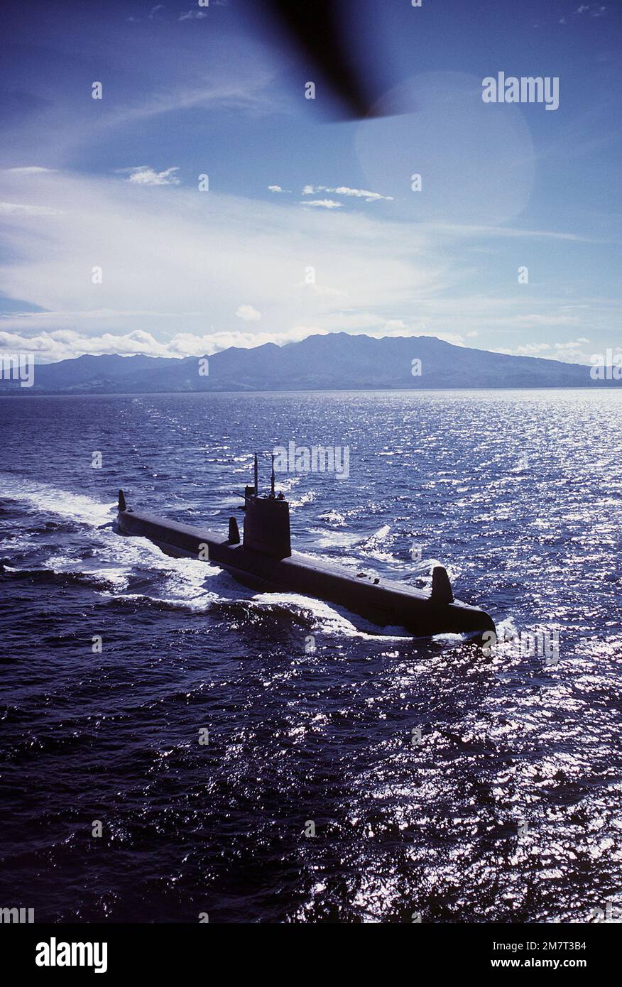 A high-angle starboard bow view of the attack submarine USS DARTER (SS ...