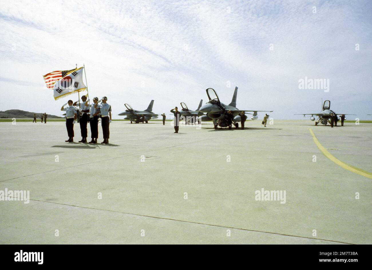 The Pacific Air Forces Color Guard salute after the arrival of the 8th ...