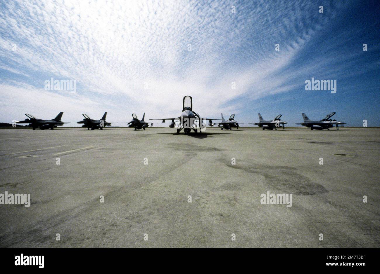 A view of the 8th Tactical Fighter Wing's seven new F-16 Fighting ...