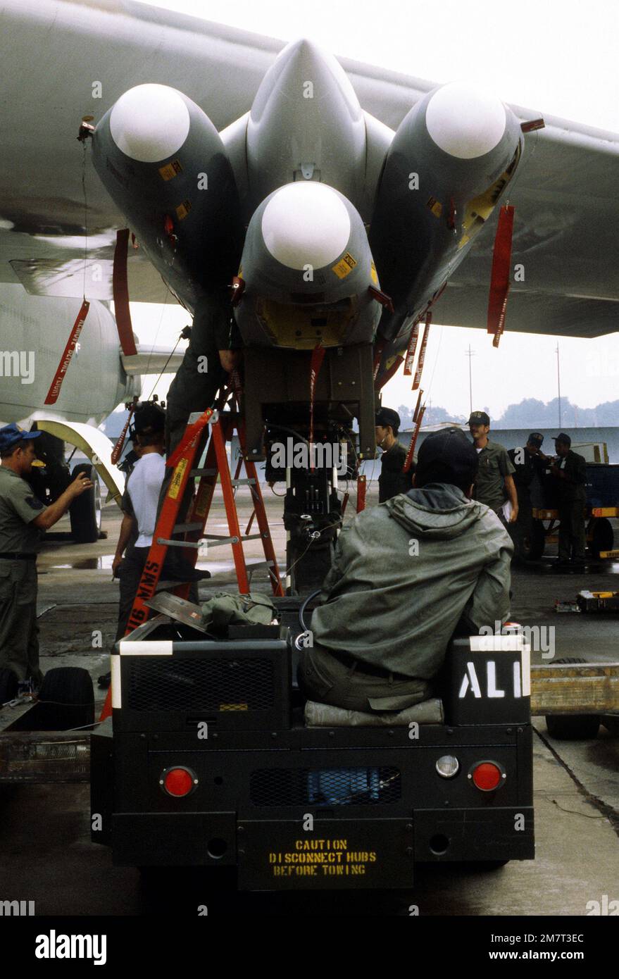 The missile crew from the 416th Bomb Wing, position and mount three Air ...