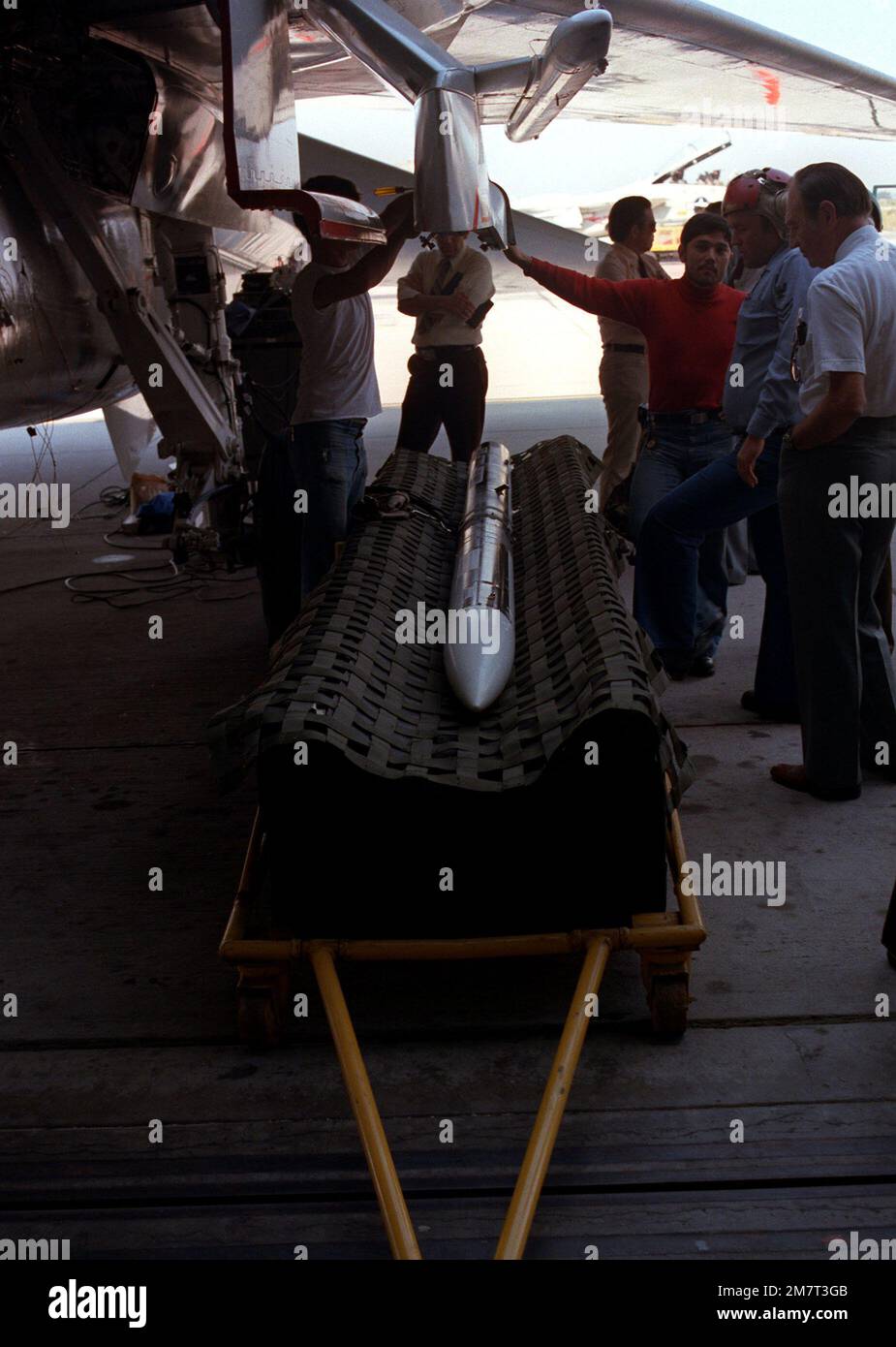 An Advanced Medium Range Air-to-Air Missile (AMRAAM) after it is ...