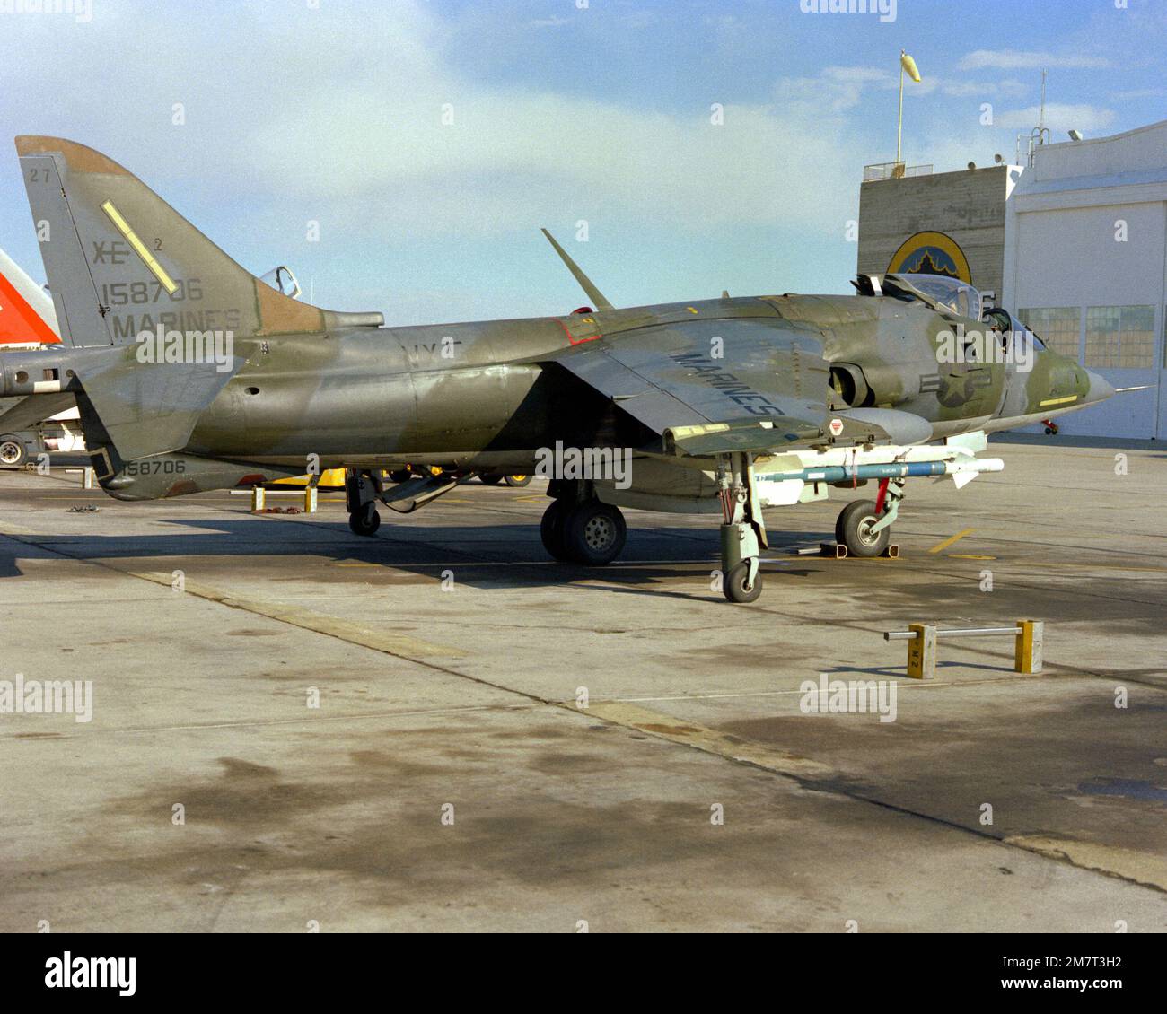 Naval Weapons Center. A right side view of a Marine AV-8 Harrier ...