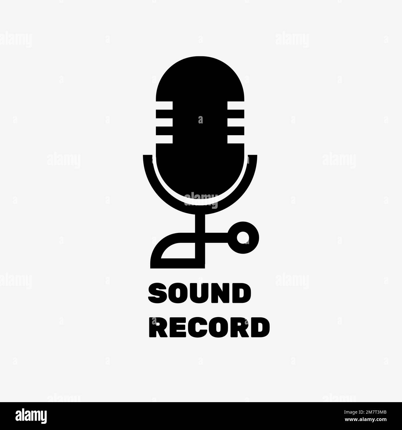 Editable microphone logo vector flat design with sound record text in ...