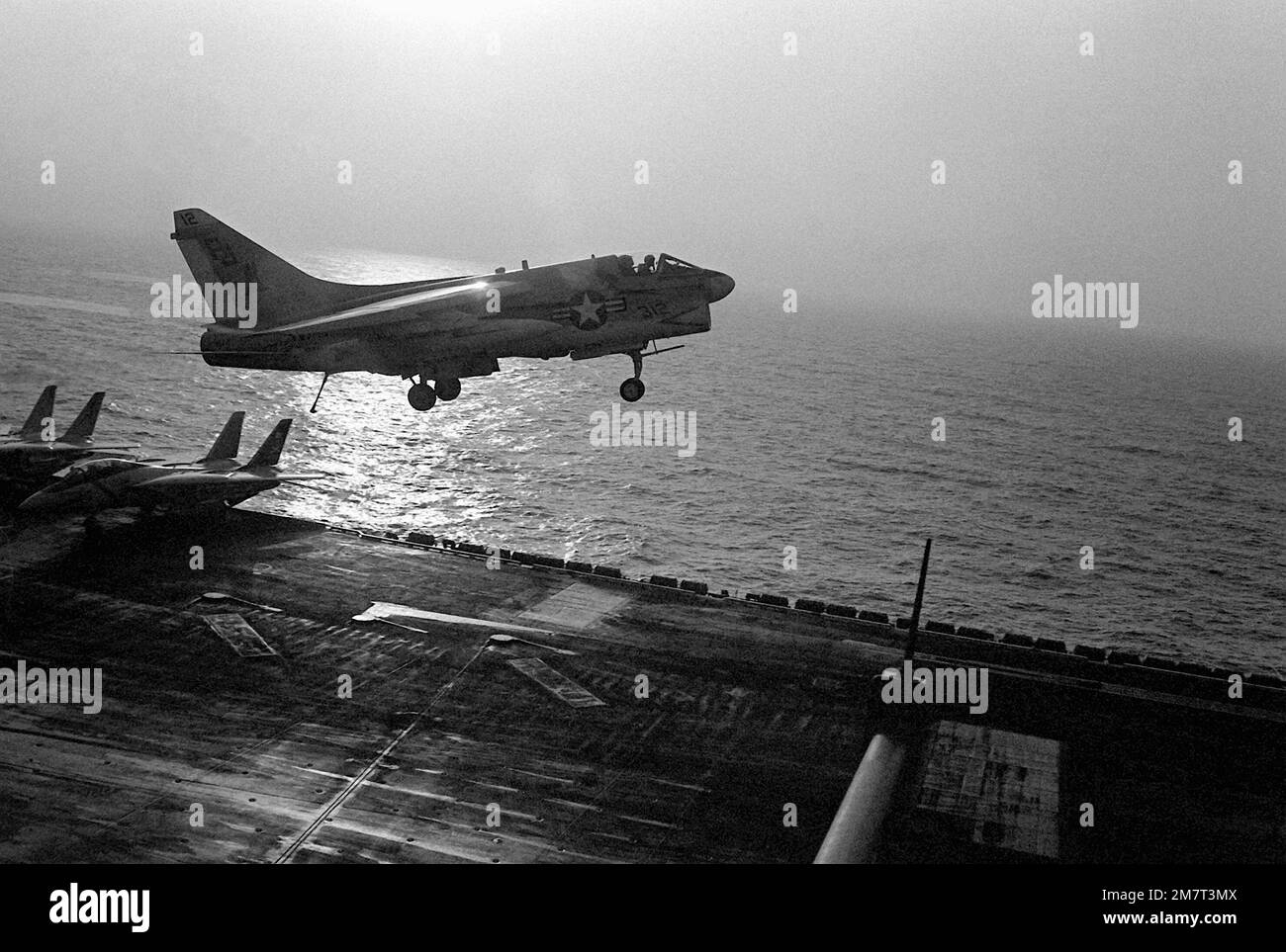 An A-7 Corsair II aircraft from Light Attack Squadron 72 (VA-72) comes ...