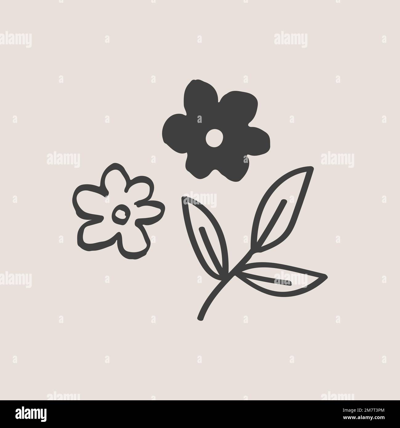 Doodle flower in black Stock Vector Images - Alamy