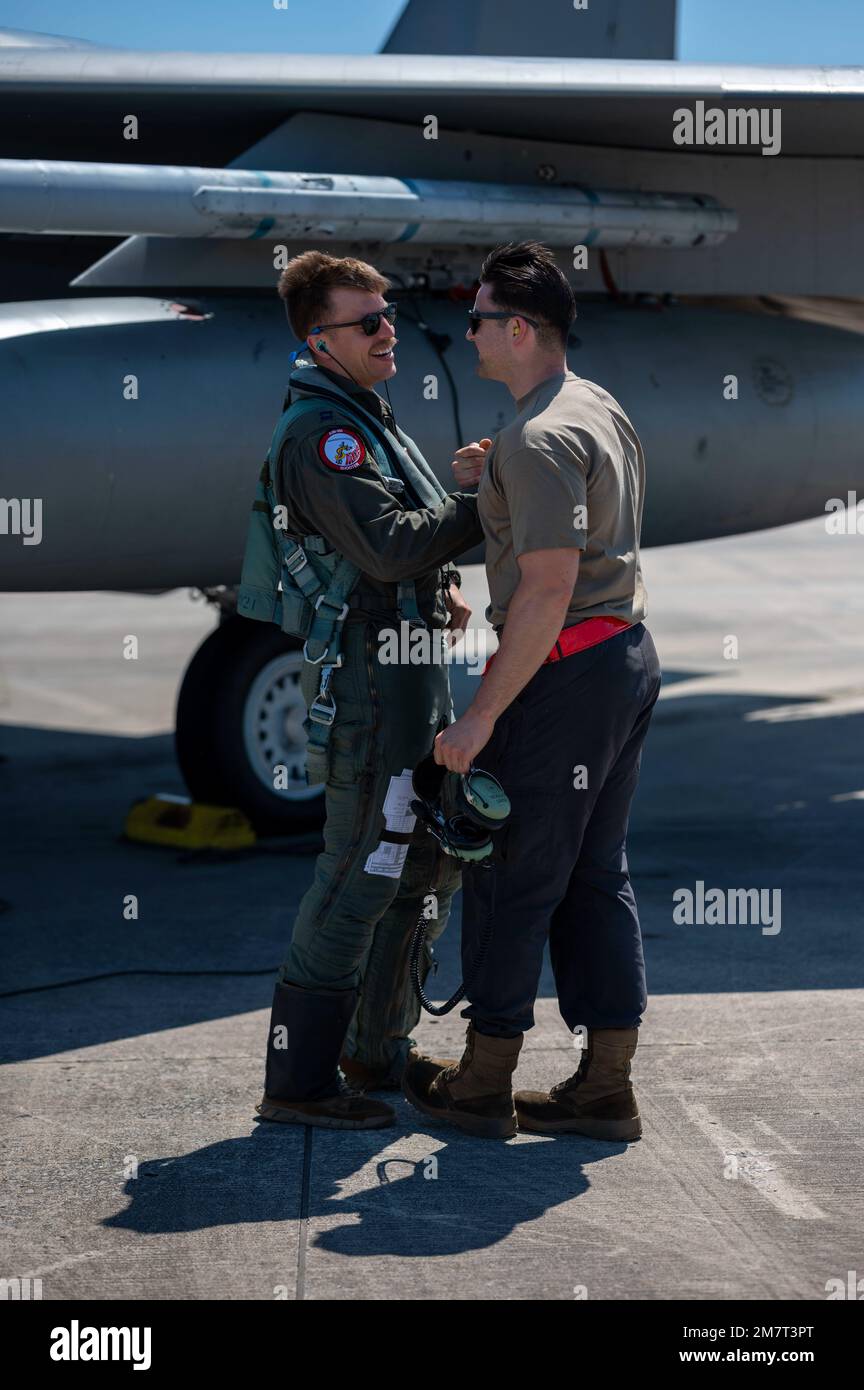 A U.S. Air Force pilot of an F-15C Eagle with the 131st Fighter ...
