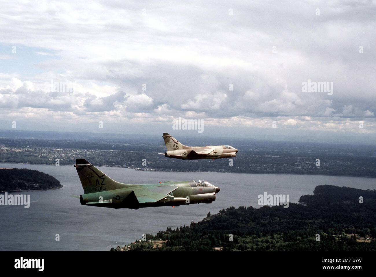 AN air-to-air right side of two A-7D Corsair II aircraft from the ...