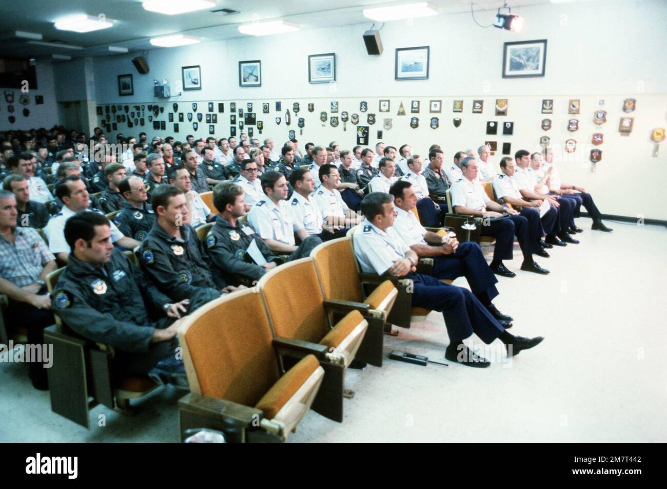 Principle aircraft commanders are briefed on Operation Gunsmoke '81 ...