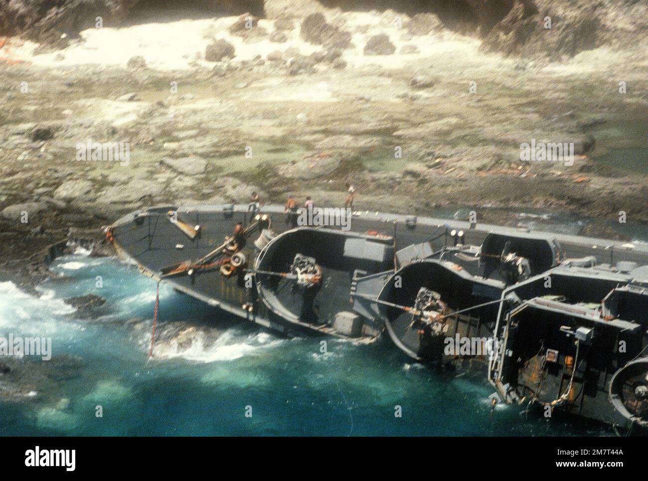 An aerial view of the capsized Philippine destroyer escort ship DATU ...