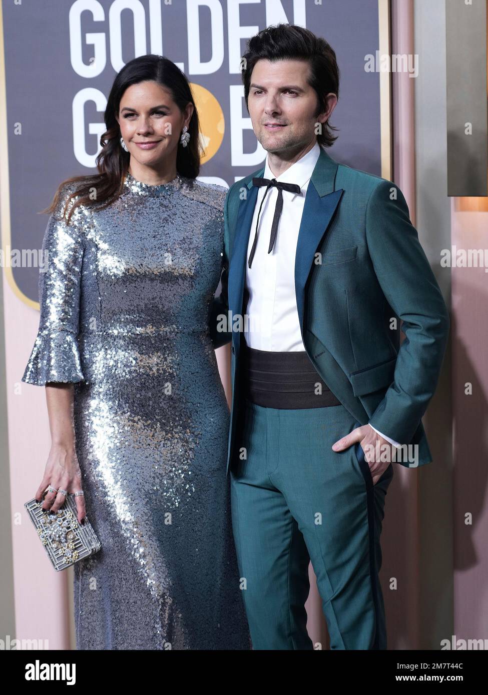 Los Angeles, USA. 10th Jan, 2023. Naomi Scott and Adam Scott arrive at the 80th Annual Golden ...