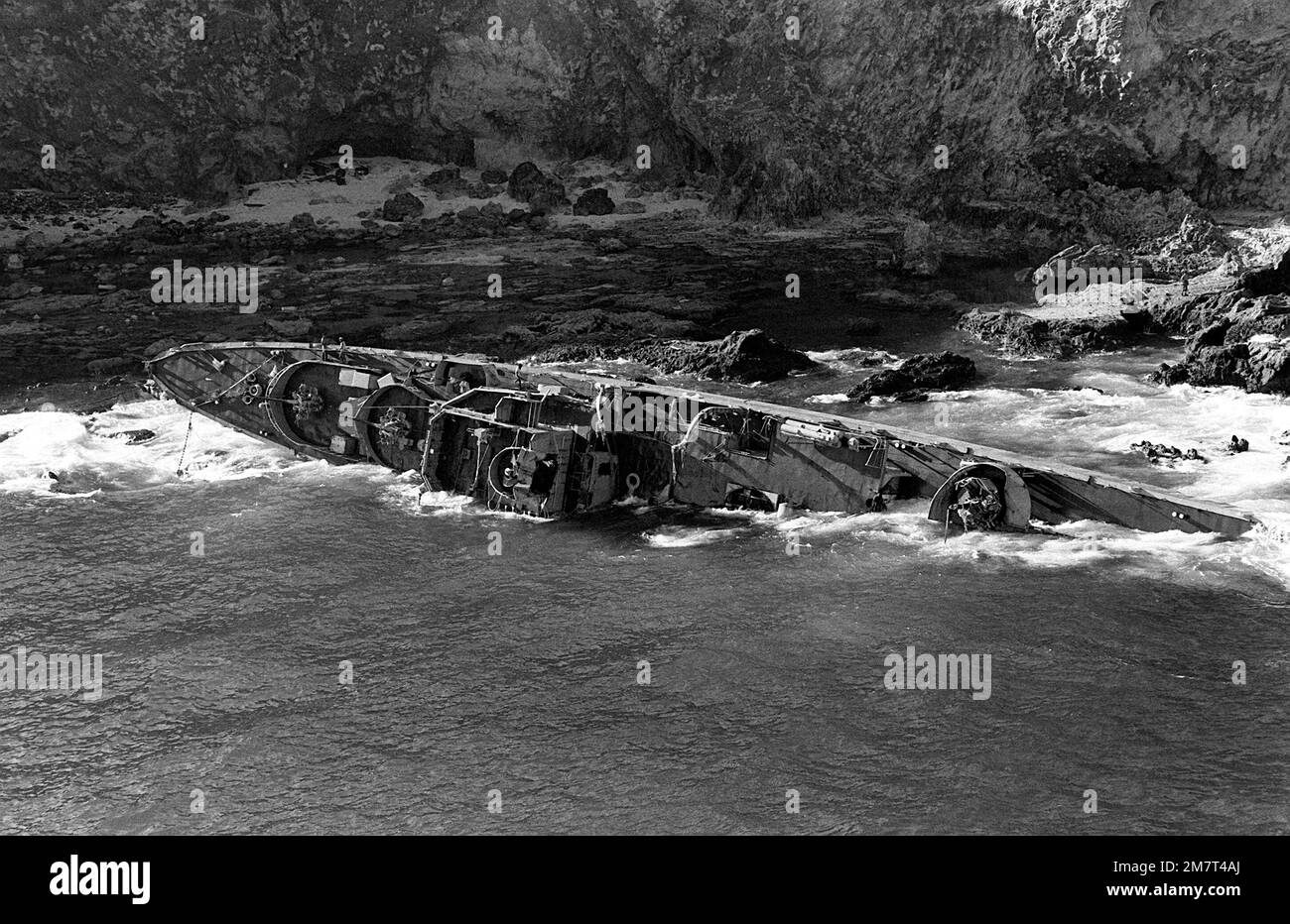 A deck view of the beached and overturned Filipino frigate RPS DATU ...
