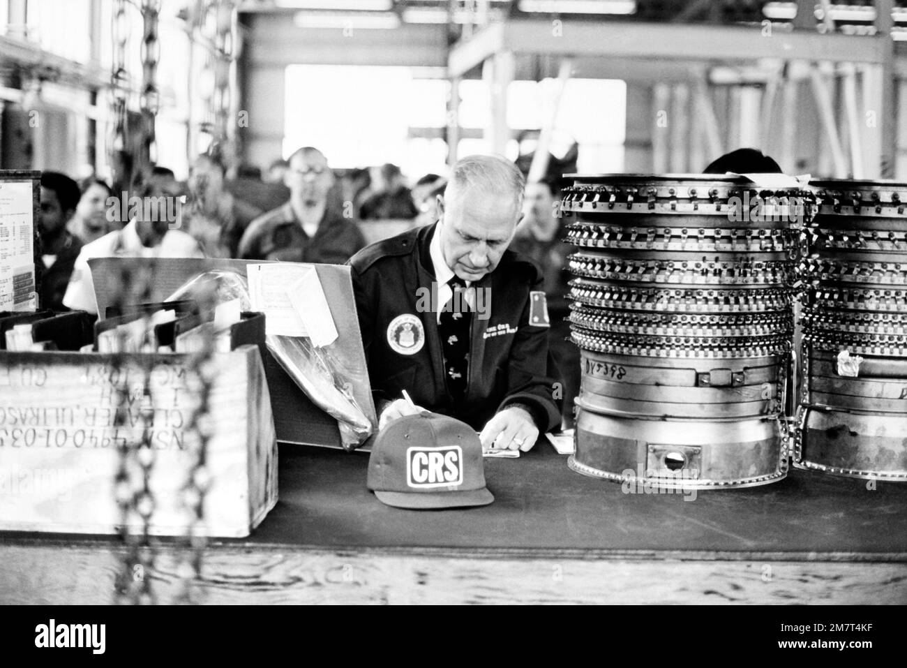 Secretary of the Air Force Verne Orr observes the operations of the ...