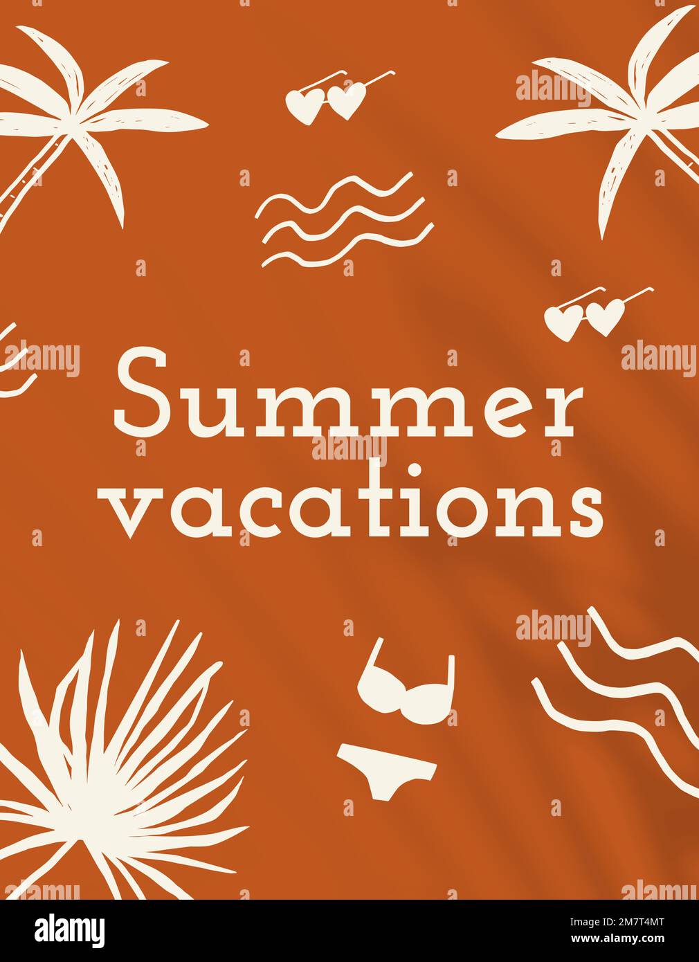 Summer vacation editable template vector in orange social media banner ...
