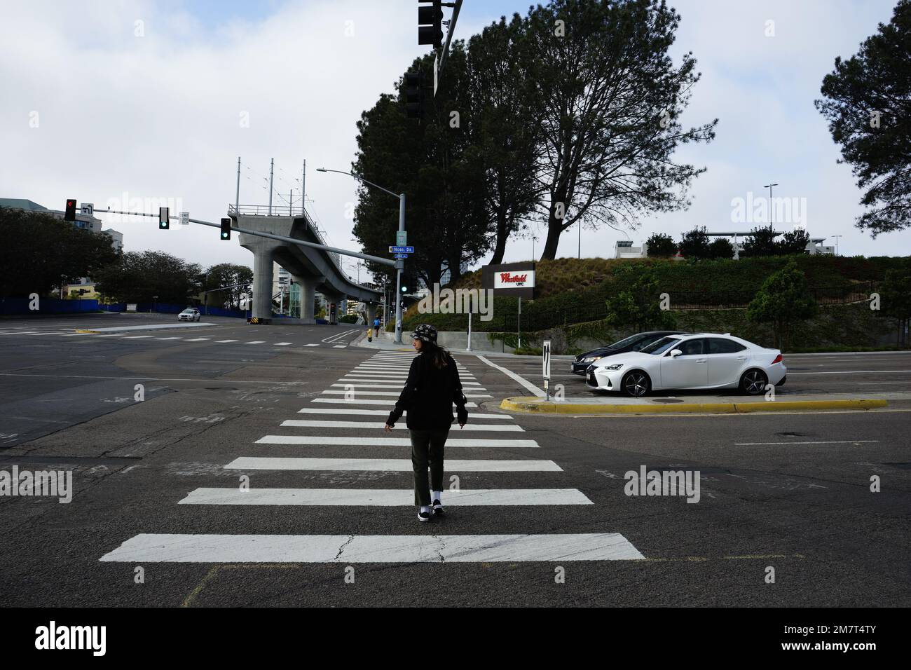 Model is placed in the middle of a crosswalk. Shot at high shutter ...