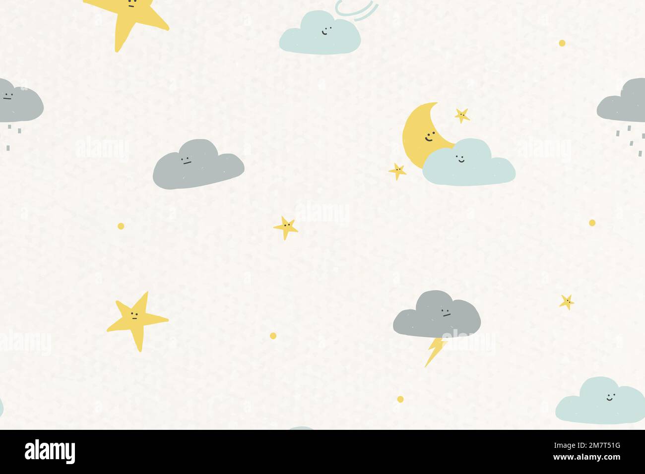 Night sky seamless pattern vector weather doodle background for kids ...