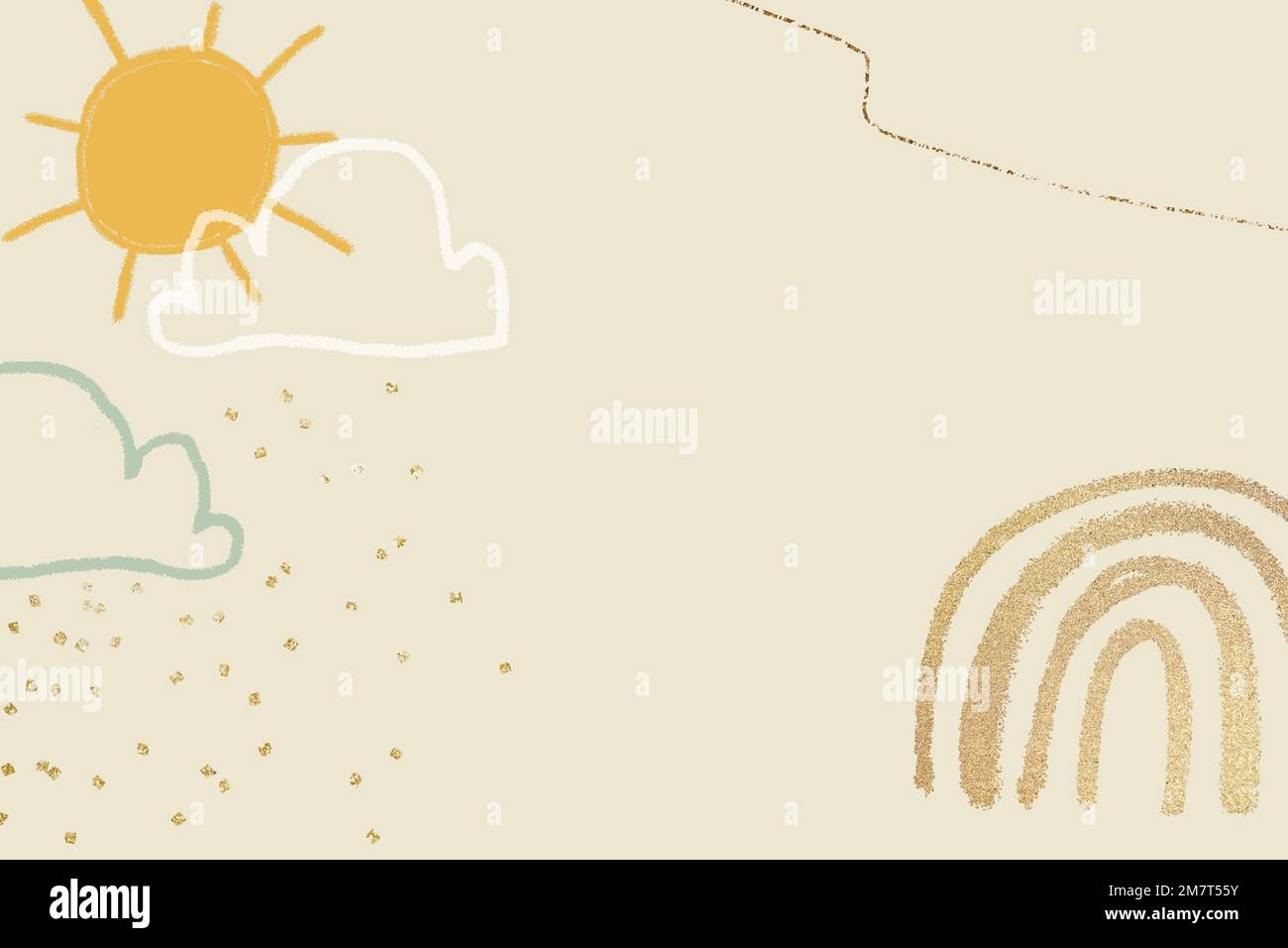 Sunny weather background vector in pastel yellow with glittery cute ...