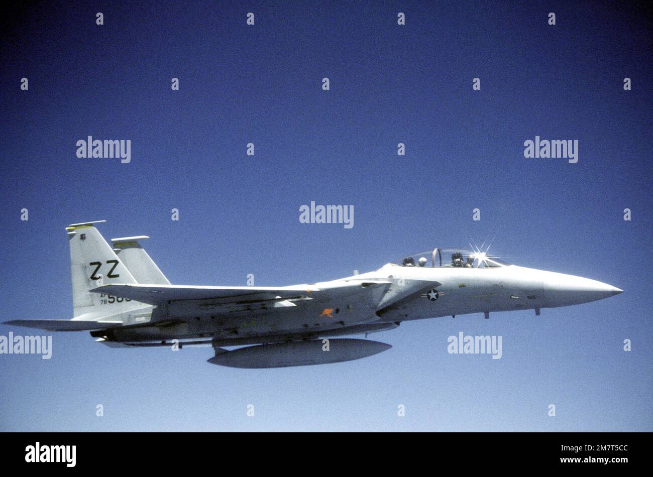Right side air-to-air view of an F-15 Eagle aircraft from the 12th ...