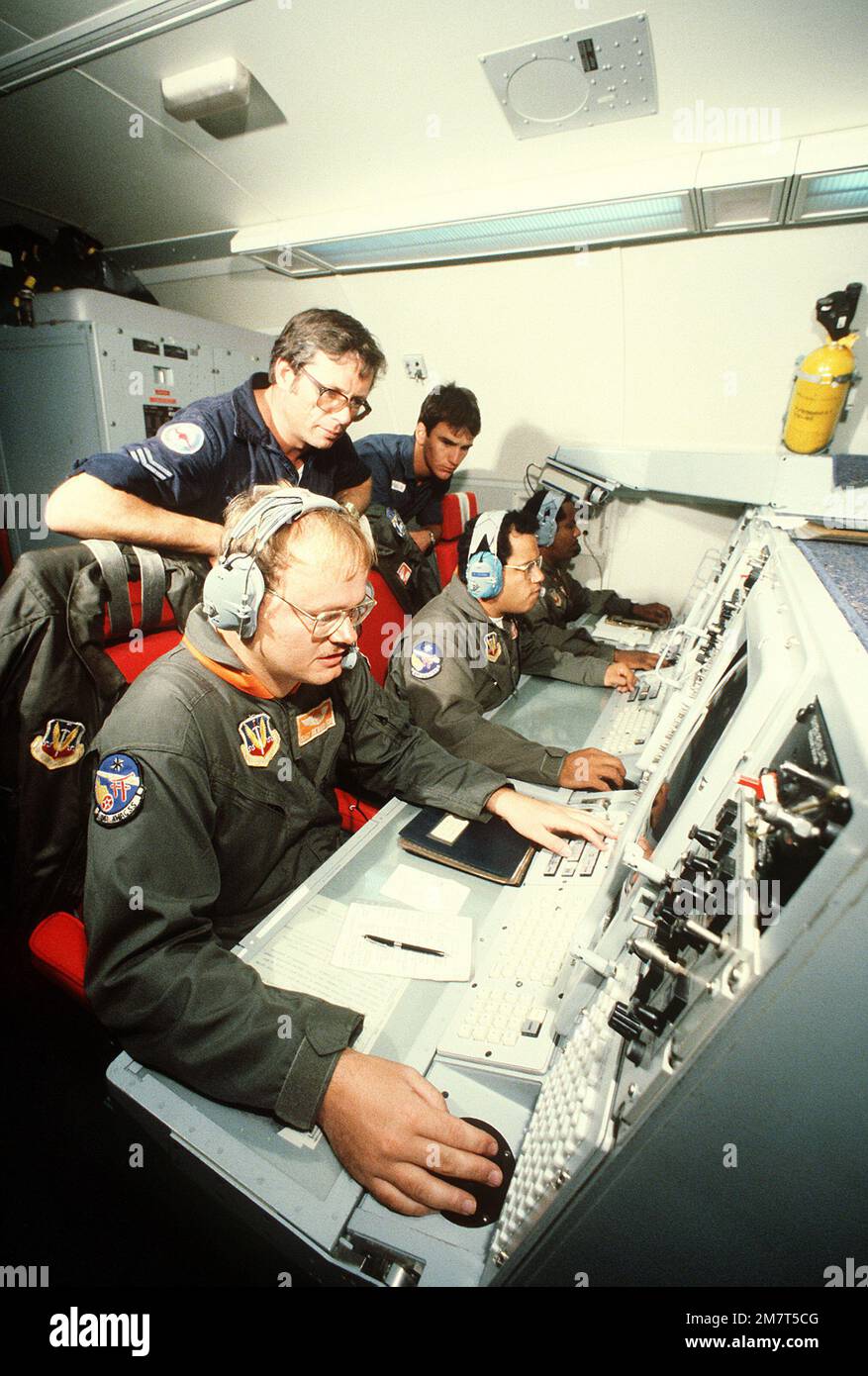 Royal Australian Air Force personnel observe flight operations aboard ...