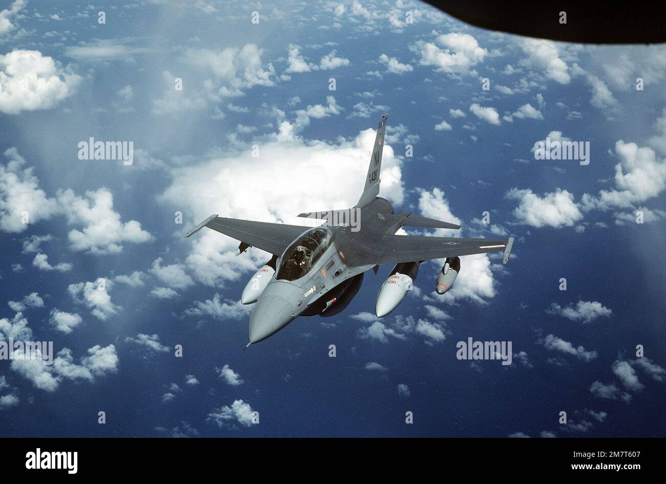 Left side view of an F-16 B Model Fighting Falcon aircraft as seen from ...