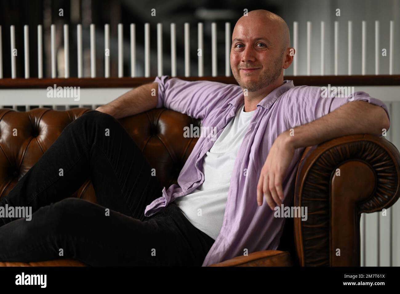 Lewis Heston, the playwright of Hubris and Humiliation, poses for a ...