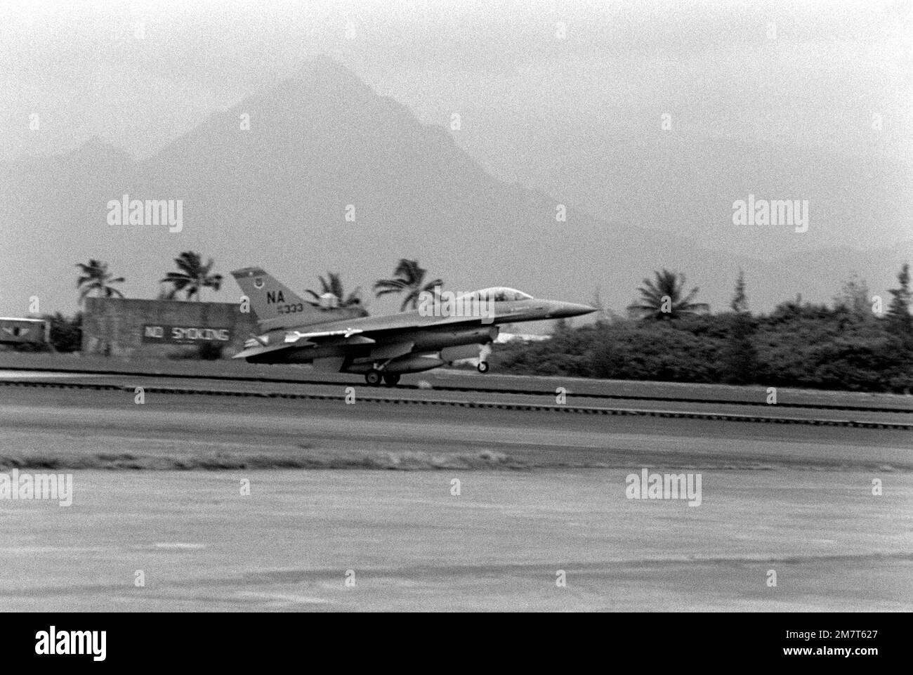 An Air Force F-16A Fighting Falcon takes off. The F-16A is from the ...