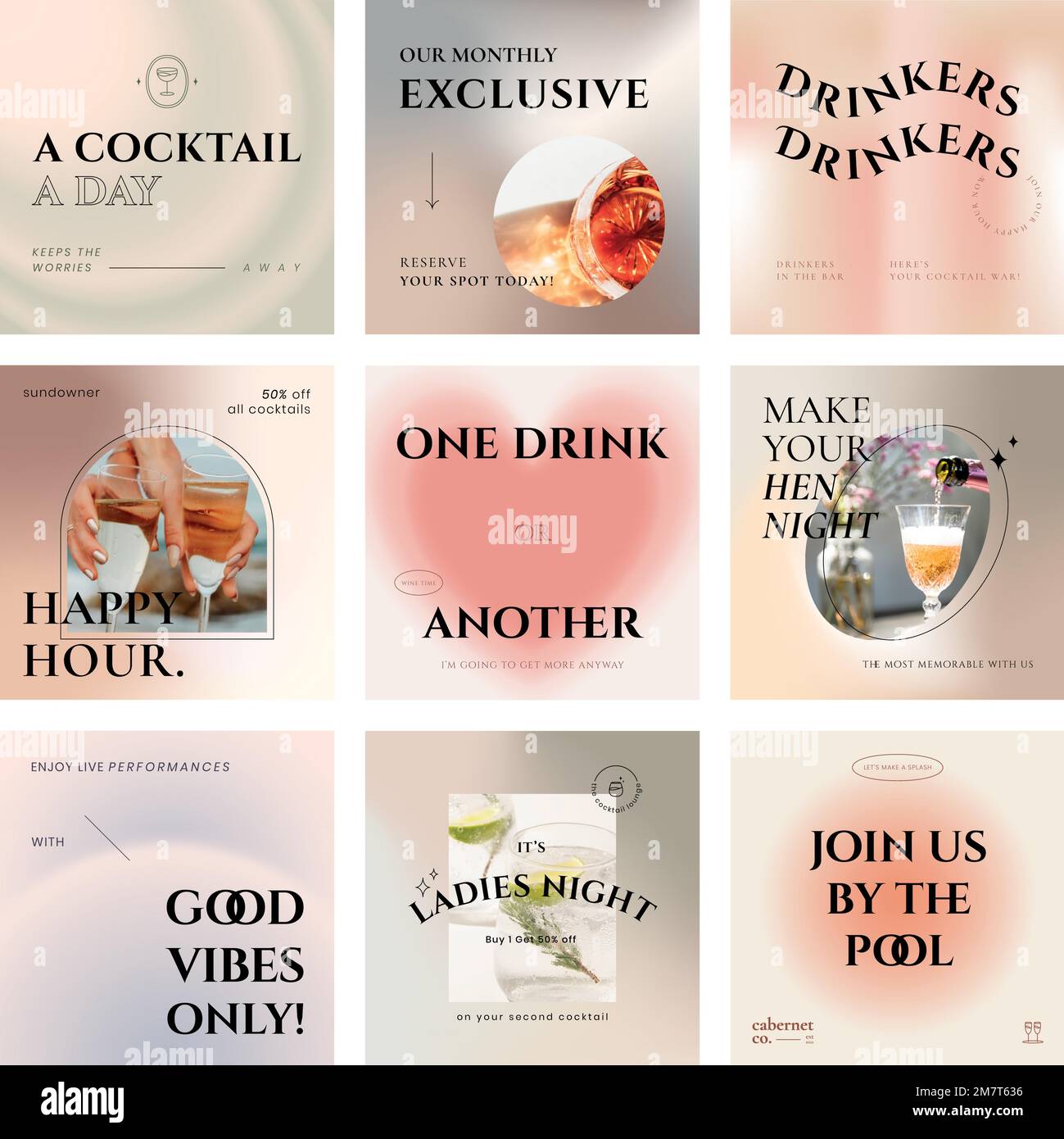 Classy pastel bar template vector campaign social media post set Stock ...