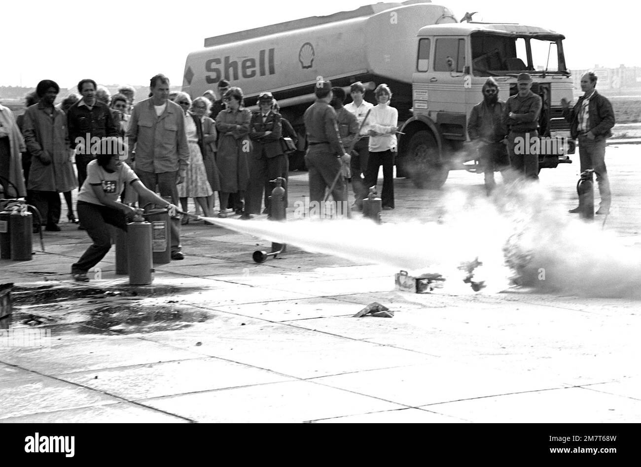 Fire extinguisher training Black and White Stock Photos & Images - Alamy
