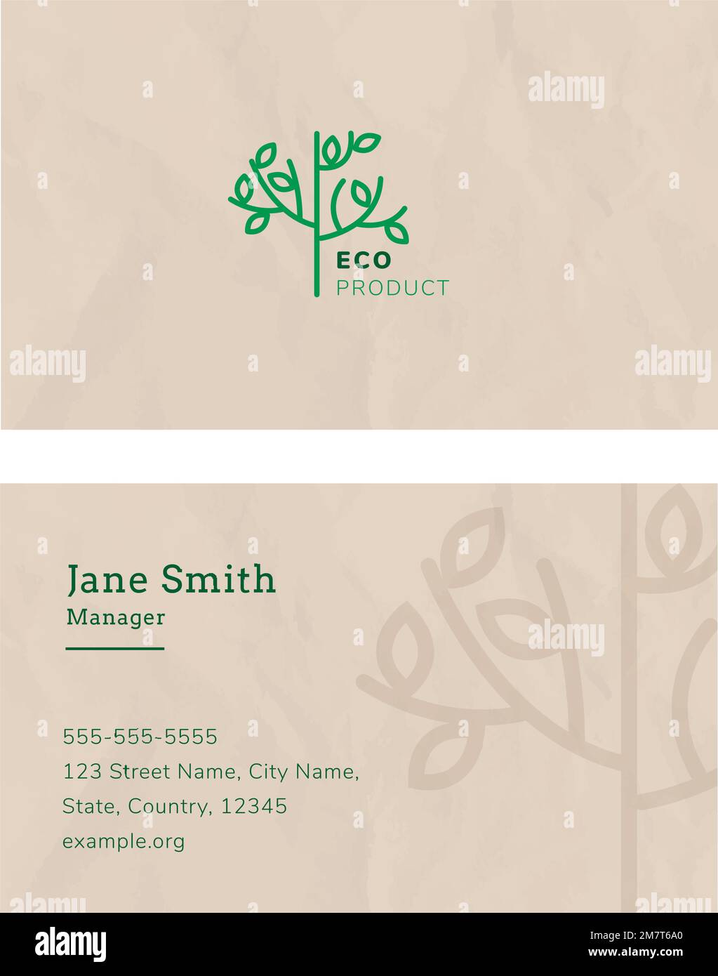 Eco business card template vector with line art logo in earth tone ...