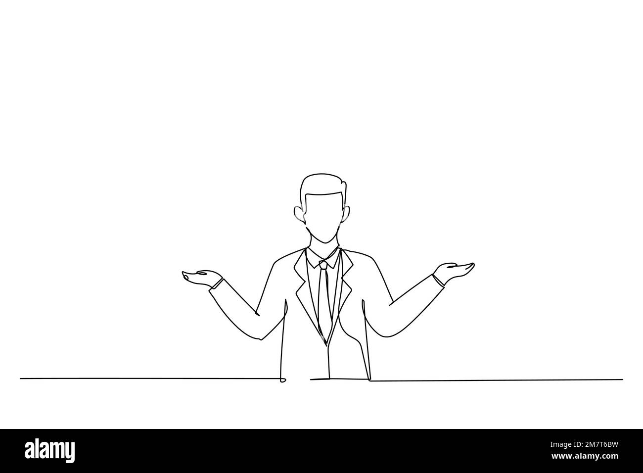 Cartoon of young male worker showing a balance of two products ...