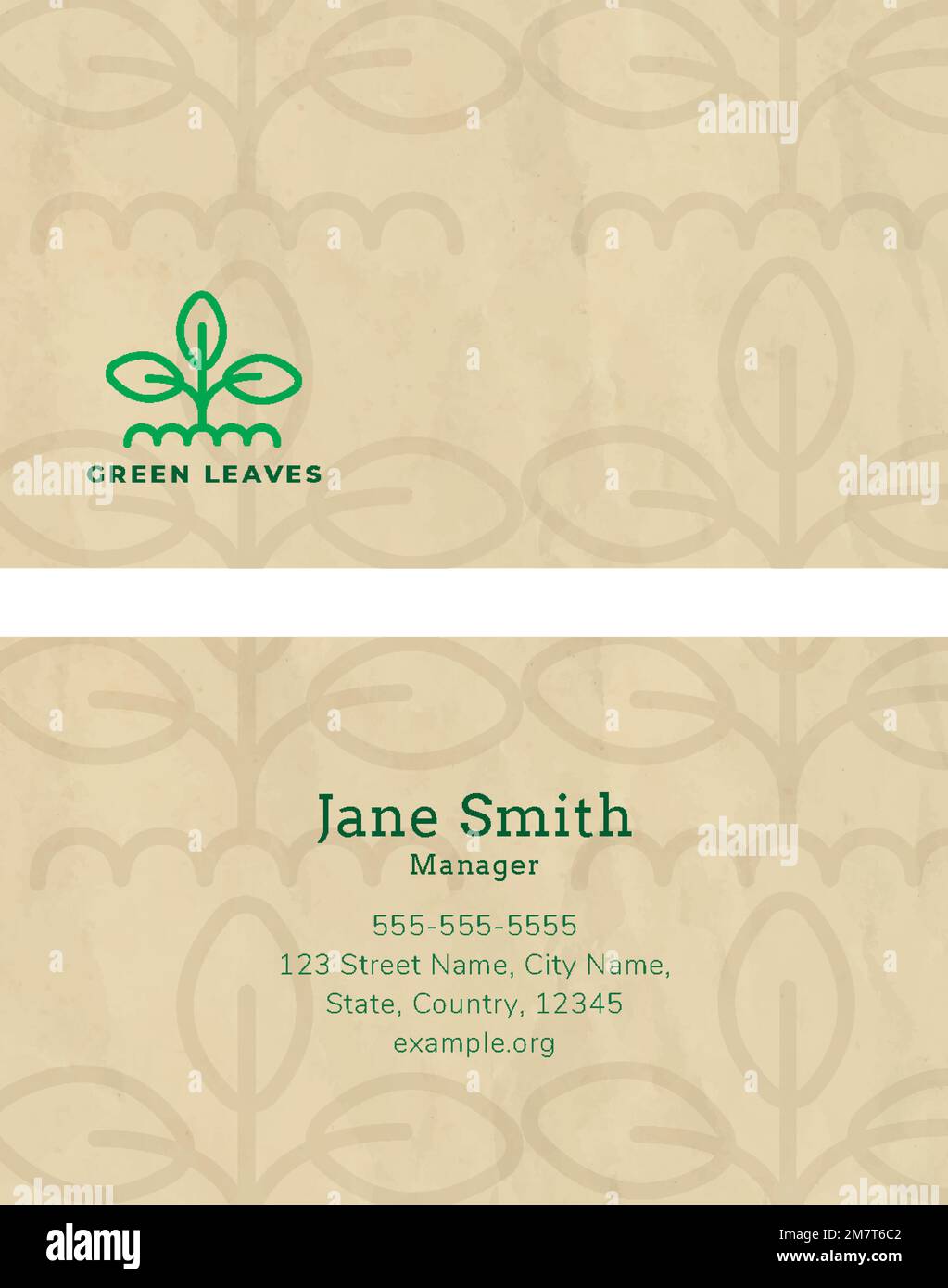 Eco business card template vector with line art logo in earth tone ...