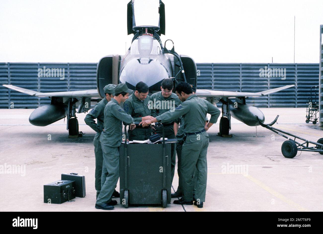 Maintenance crewmen from the Eighth Tactical Fighter Wing make a pre ...