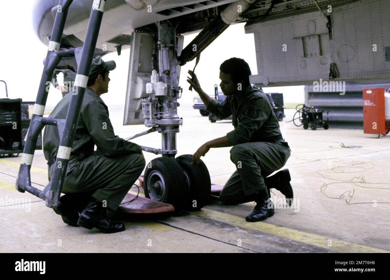 Maintenance crewmen from the Eighth Tactical Fighter Wing make a pre ...