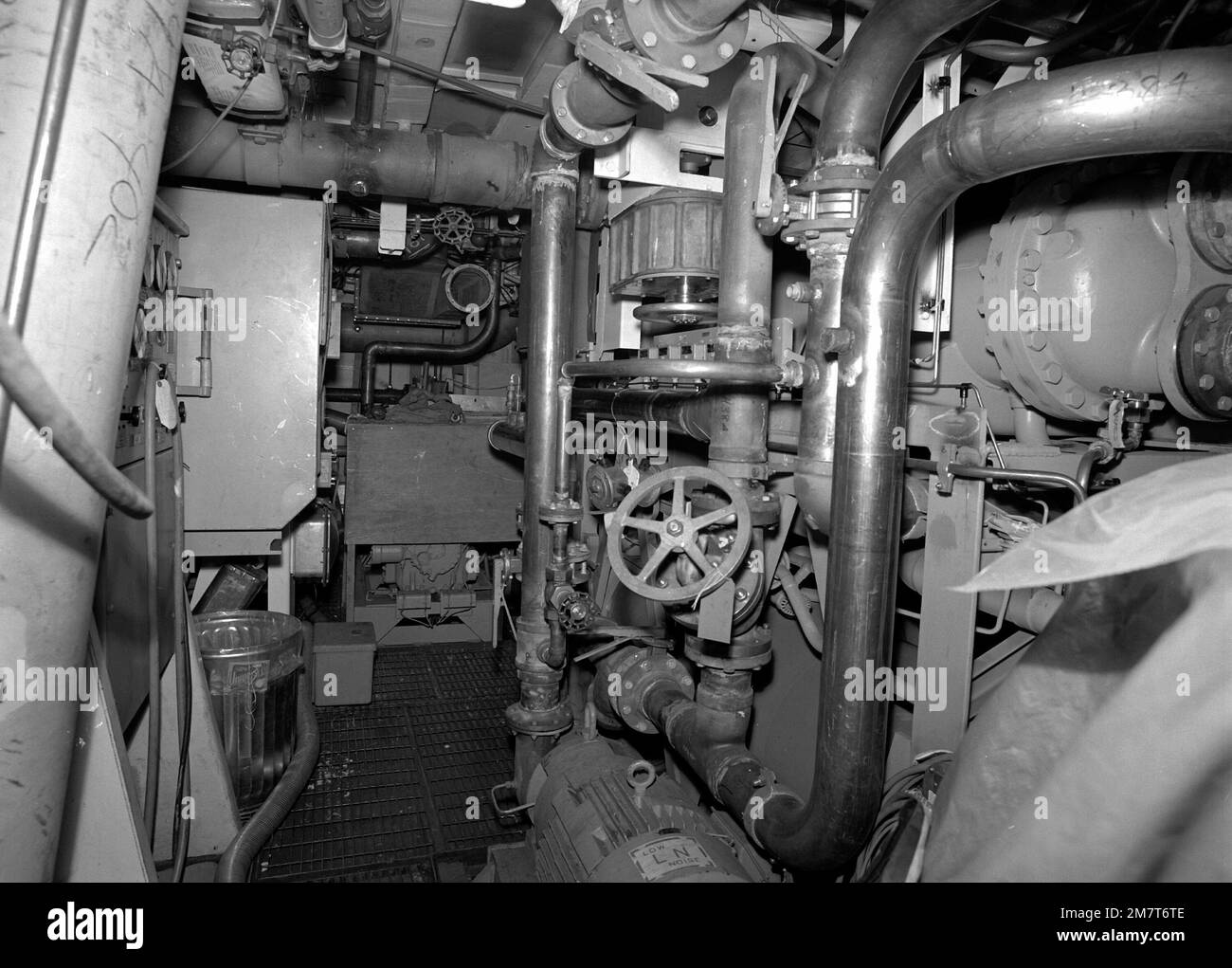 The No. 3 level auxiliary machinery room aboard the guided missile ...