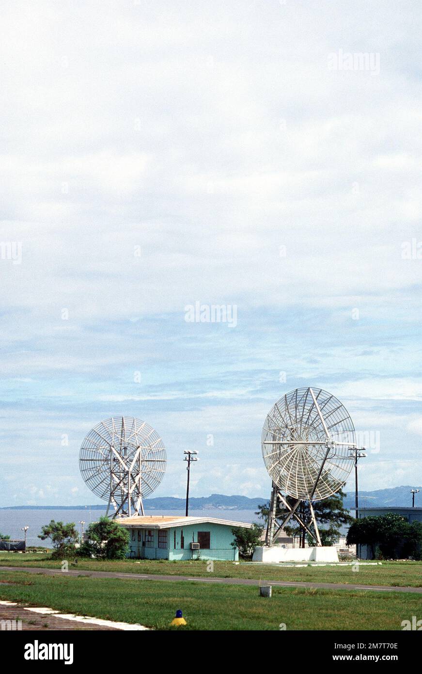 A view of radar antennas at Wallace Air Station, Poro Point, San ...