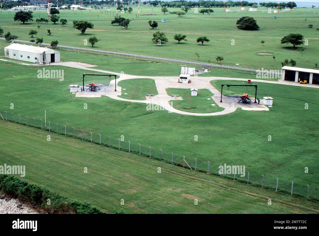 An aerial view of the target drone launch facility at Wallace Air ...