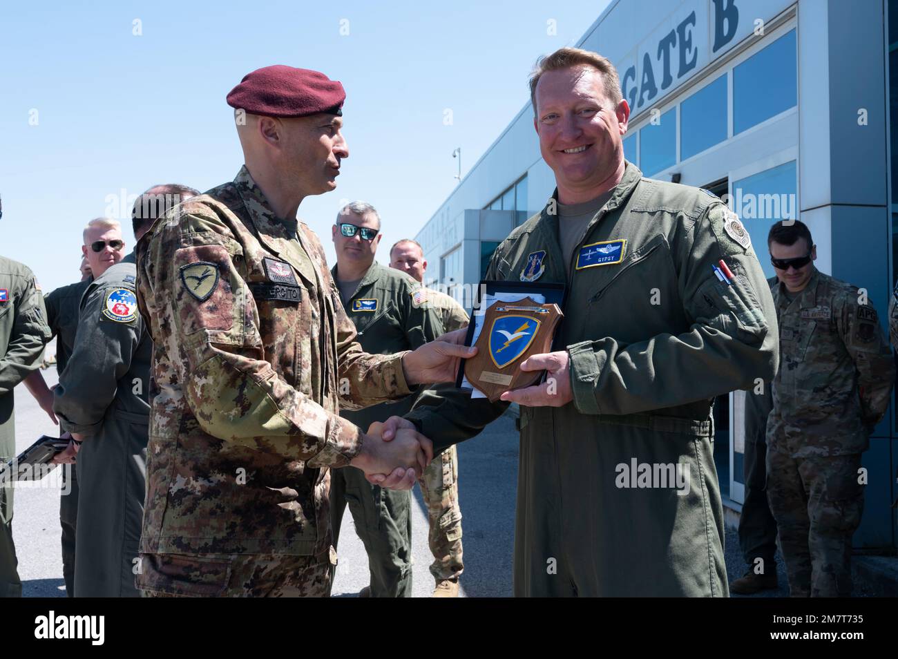 Air Force Lt. Col. John Saunders (right), mission commander assigned to ...